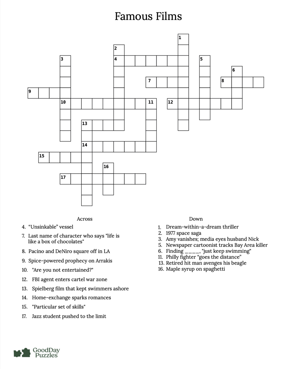 25 Crossword Puzzles | Download & Print – GoodDay Puzzles
